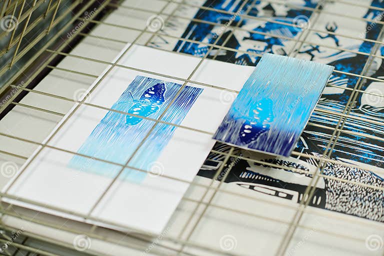 Artwork Samples in Printing Machine Stock Photo - Image of drawing ...