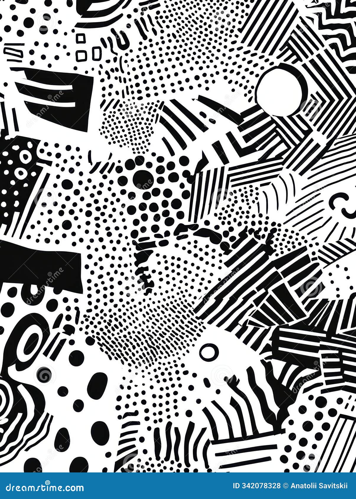 The Artwork Showcases a Captivating Array of Black and White Doodles ...