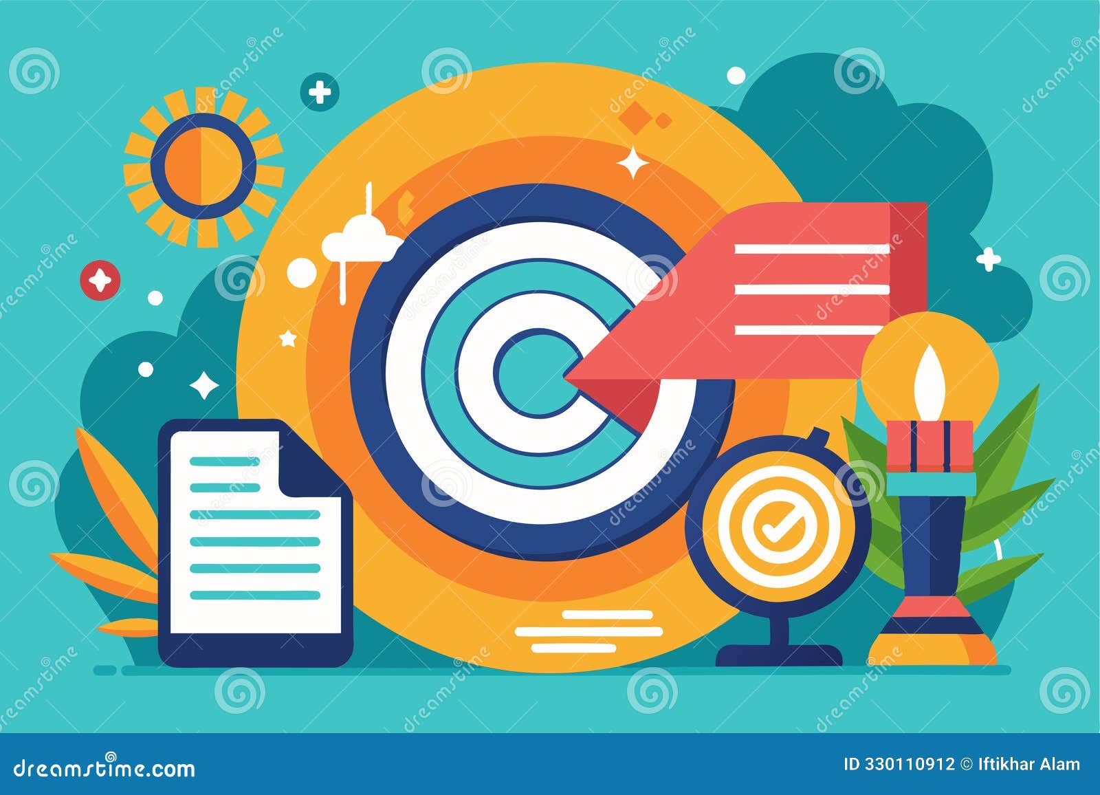 This Artwork Showcases a Colorful Target Goal Setting Scene with ...