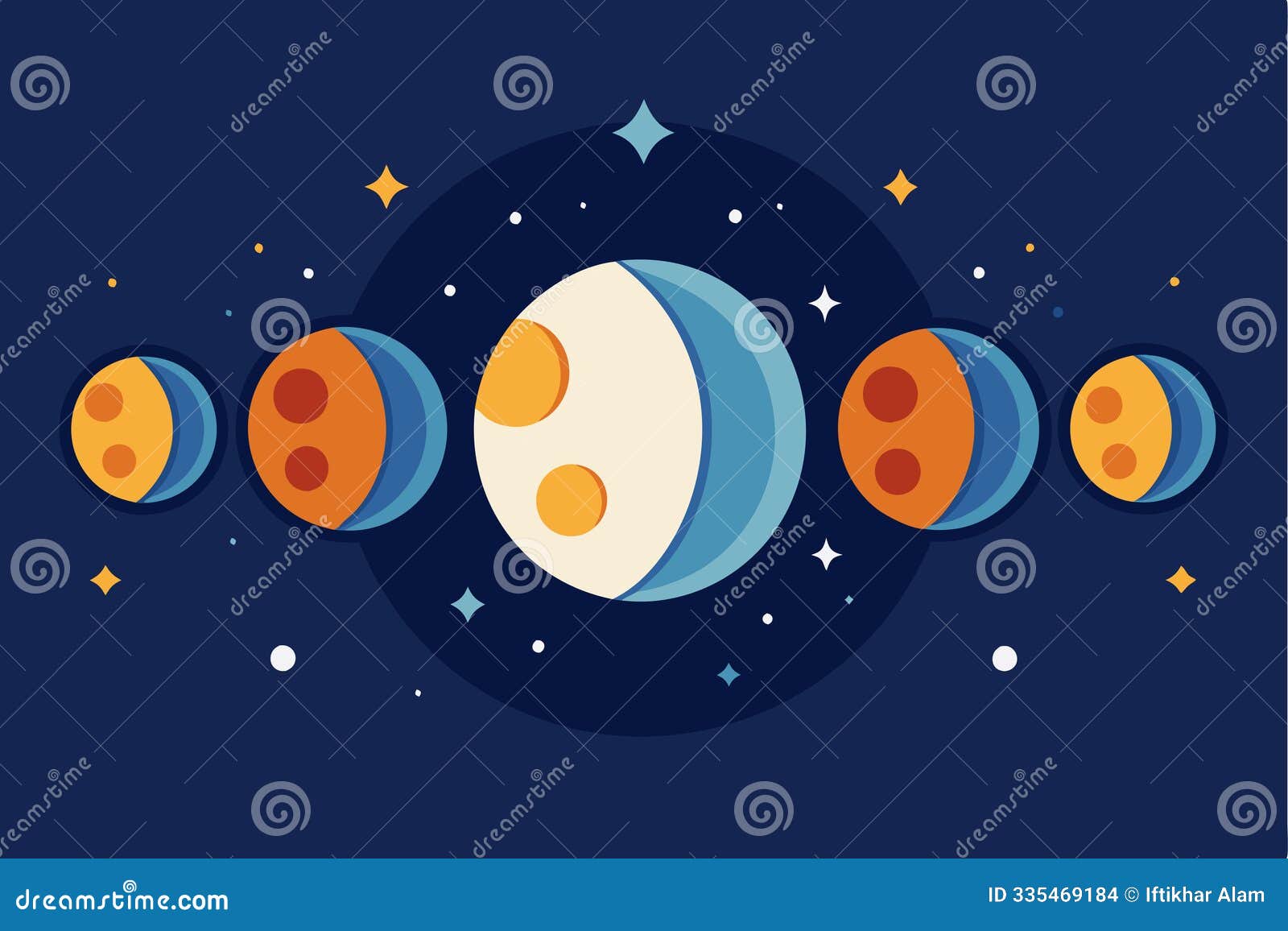 This Artwork Showcases the Different Phases of the Moon Transitioning ...