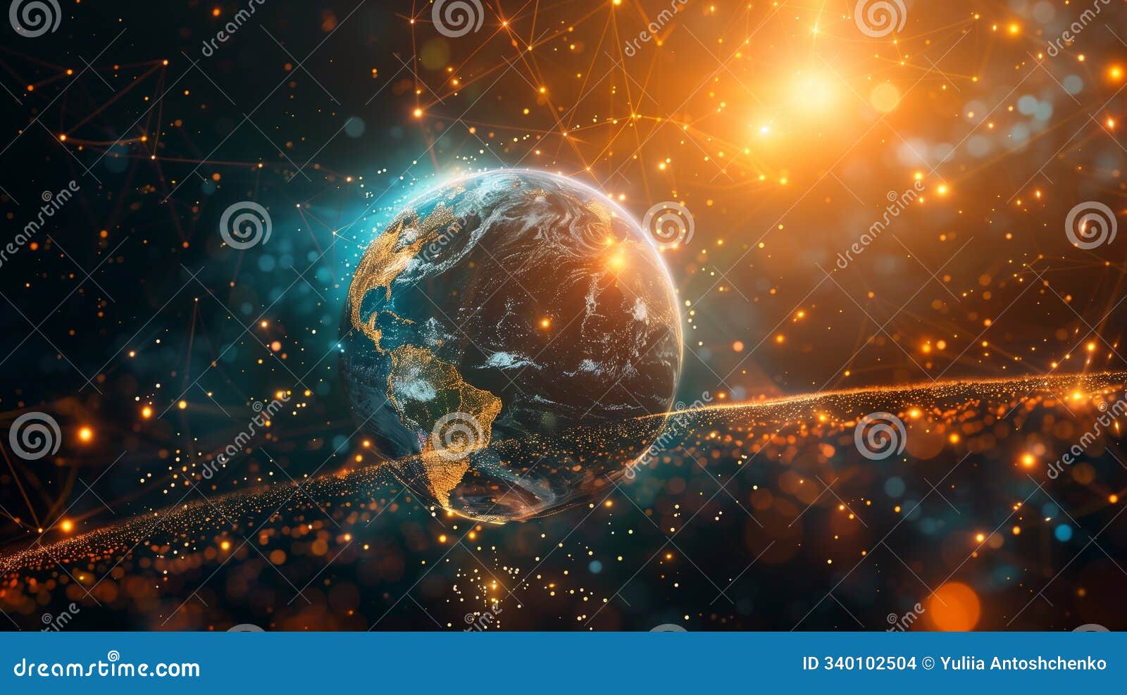 This Artwork Showcases Earth Surrounded by a Luminous Cosmic ...