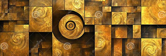 The Artwork Showcases a Golden Spiral Intermingling with an Array of ...