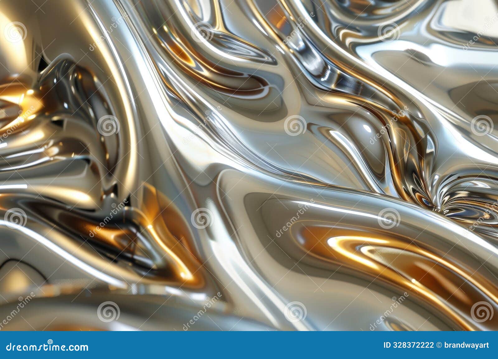 Shiny Chrome Fluid Metal Surface with Abstract Patterns Stock ...