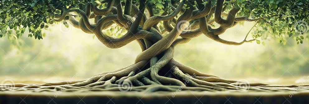 This Artwork Showcases a Tree of Life with Intricate Branches and Roots ...