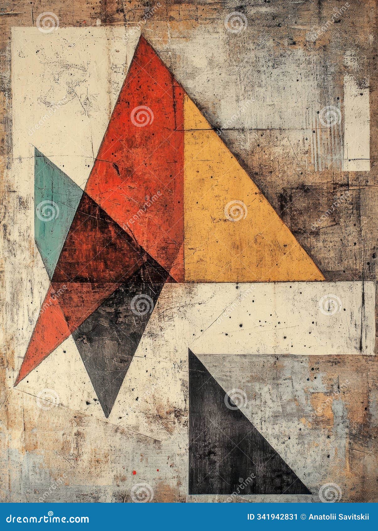 The Artwork Showcases Various Asymmetrical Triangular Shapes in ...