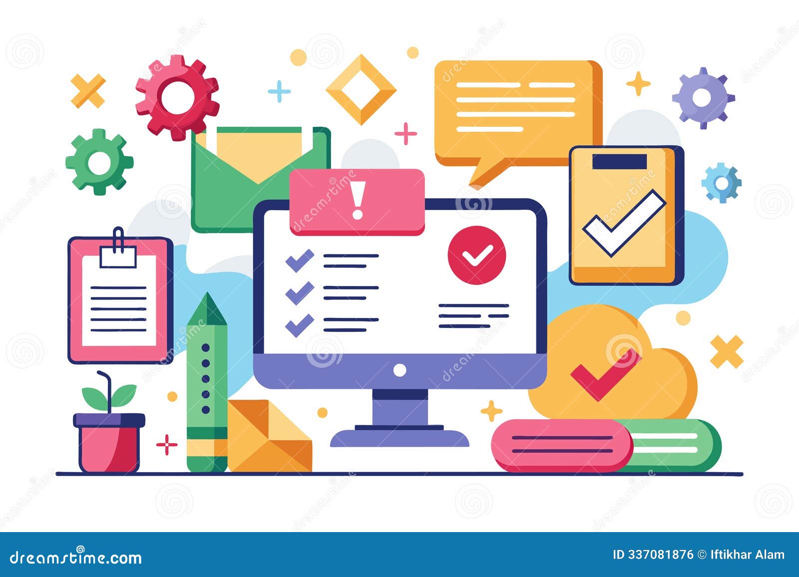 This Artwork Showcases Various Simple Drawings Highlighting Frequent ...