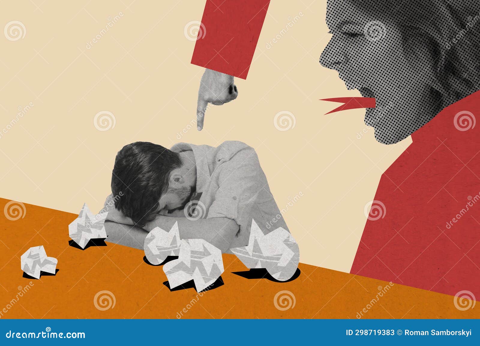 Artwork Template Collage Comics of Aggressive Angry Boss Shouting ...