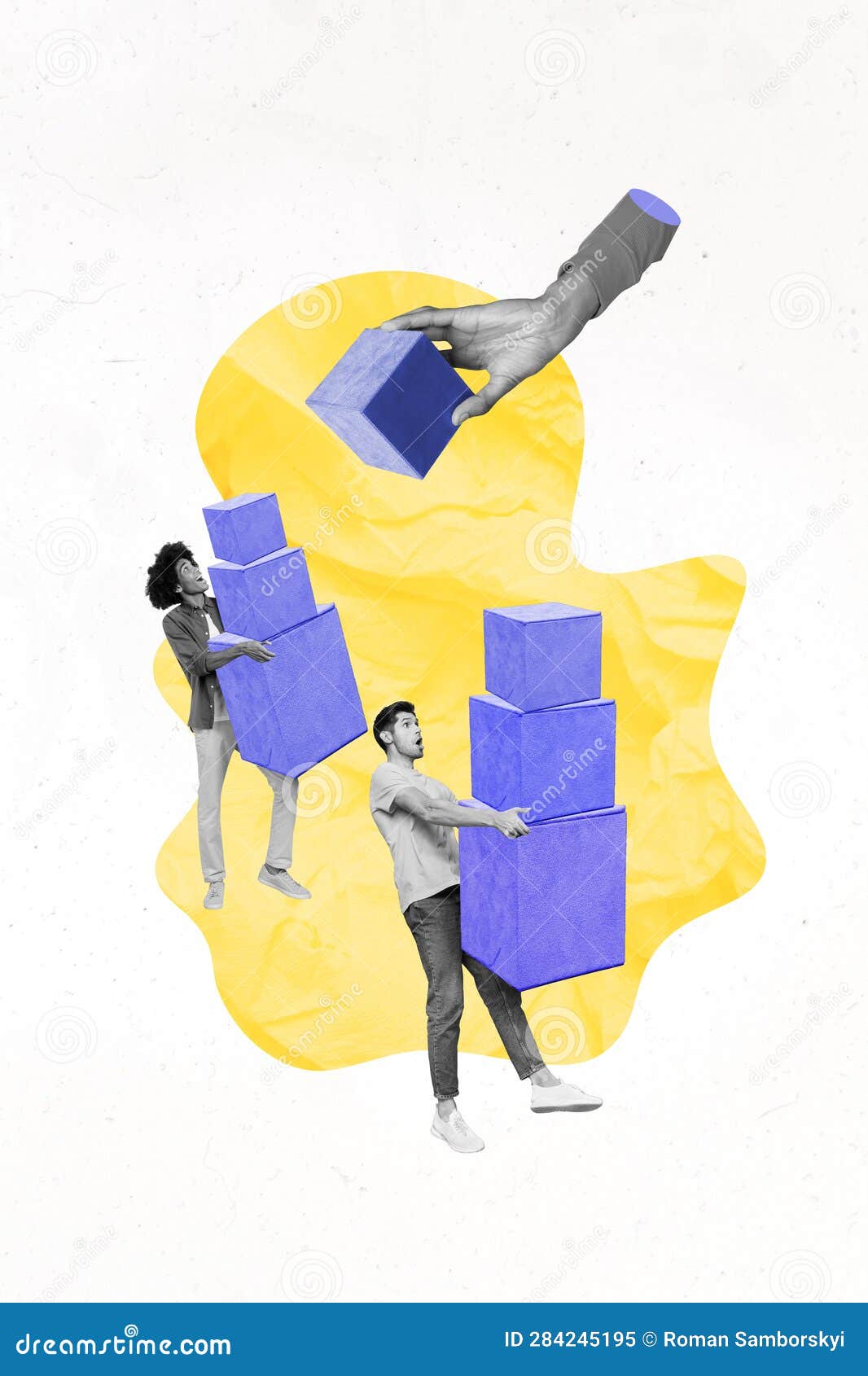 Artwork Template Pop Collage of Hardworking Manager Building ...