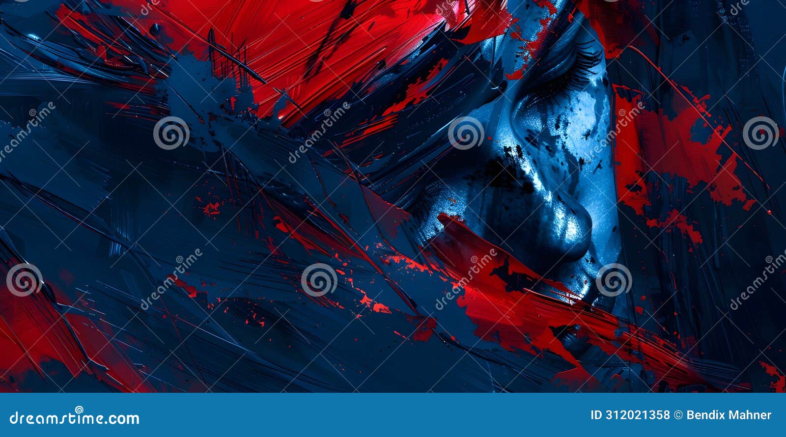 Vibrant Abstract Painting with Bold Gestural Marks on Expressive ...