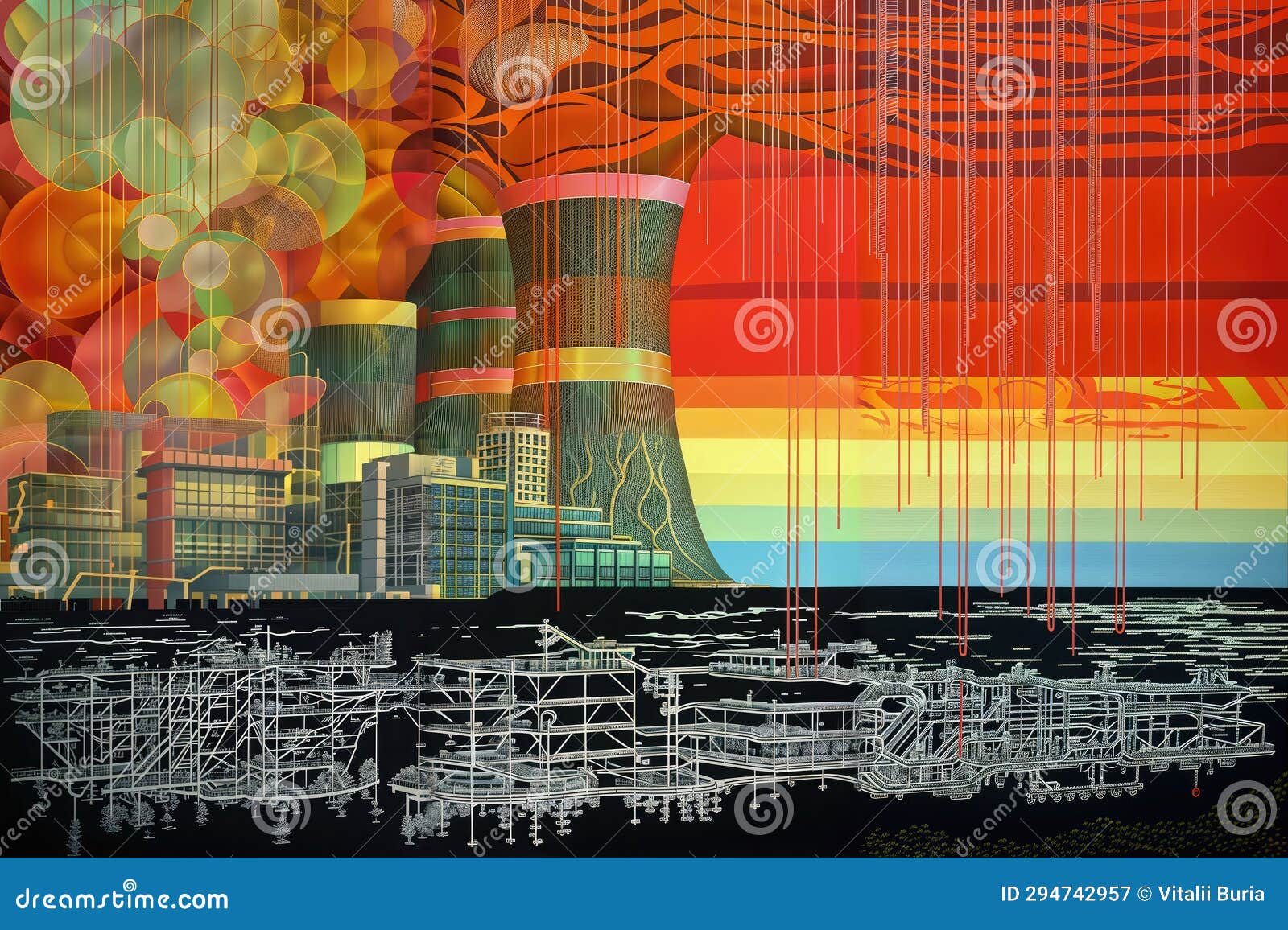 Digital Illustration: Fractal-inspired Abstract Background of a Nuclear ...