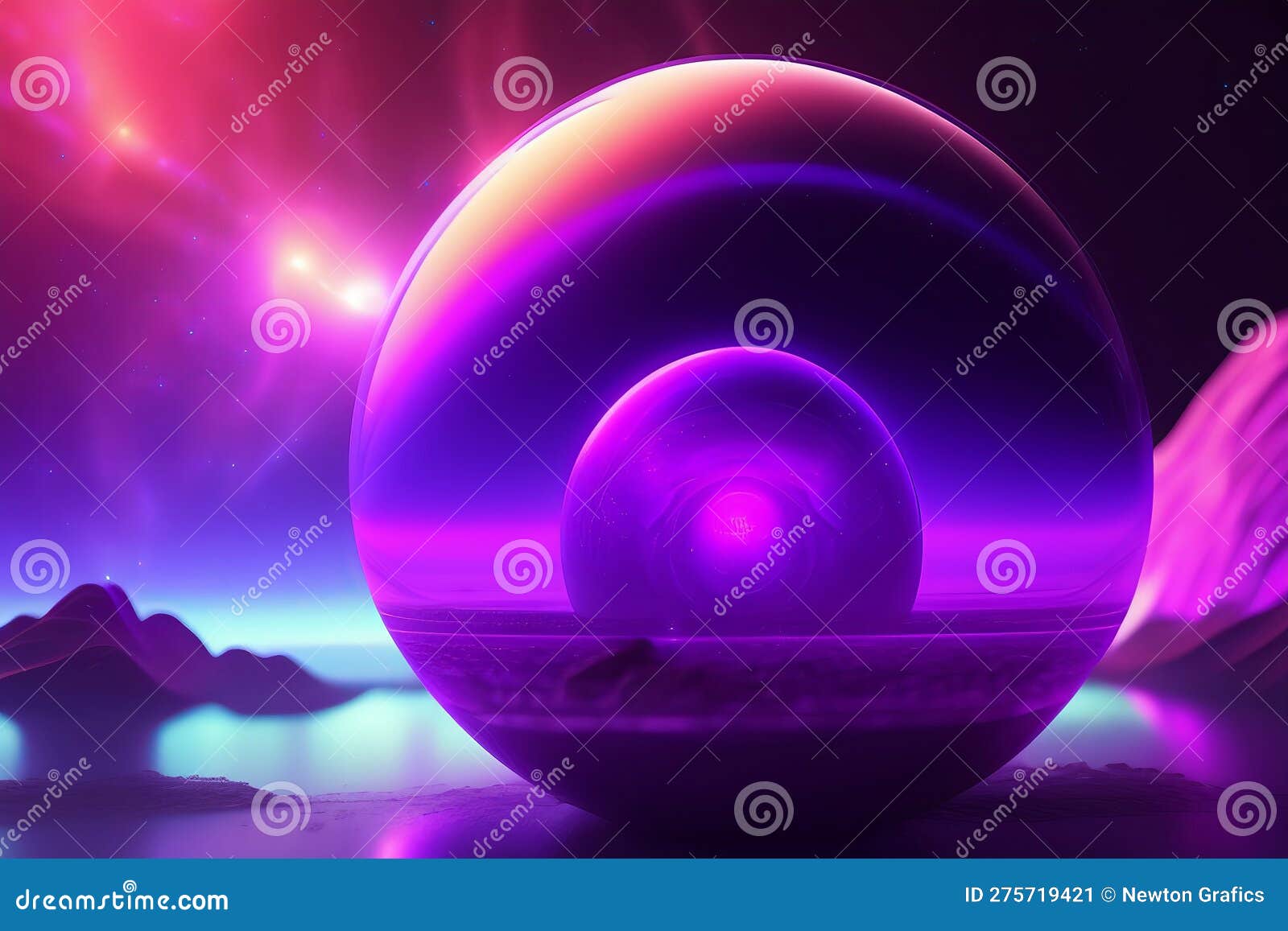 Abstract Scene with a Crystal Ball and Lighting Effect. 3d Render ...