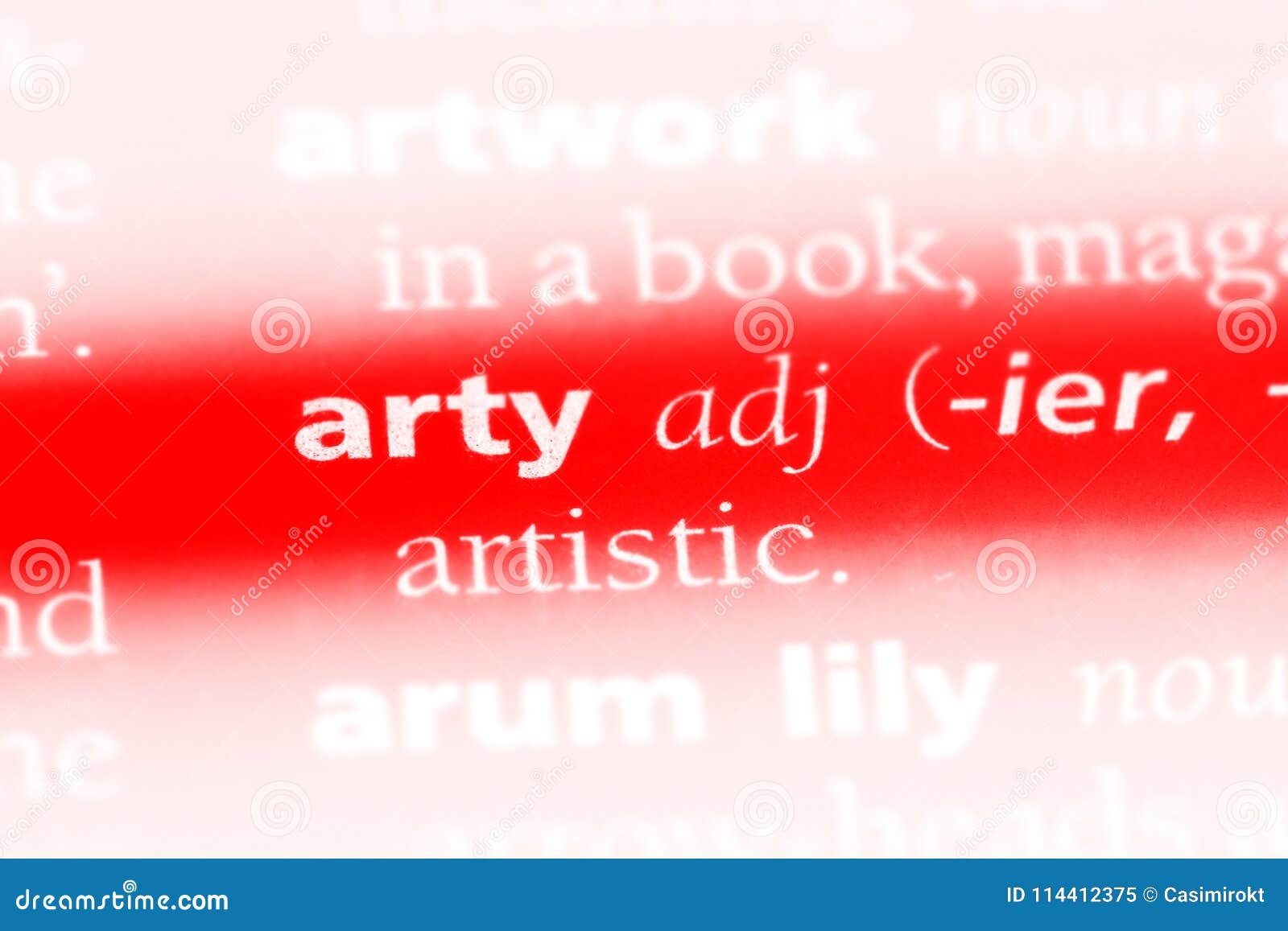 Arty stock image. Image of arty, word, dictionary, printed - 114412375