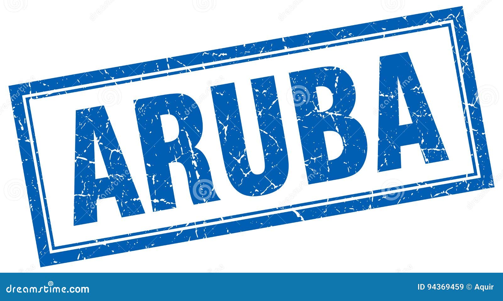 Aruba Blue Square Stamp Cartoon Vector | CartoonDealer.com #89441309