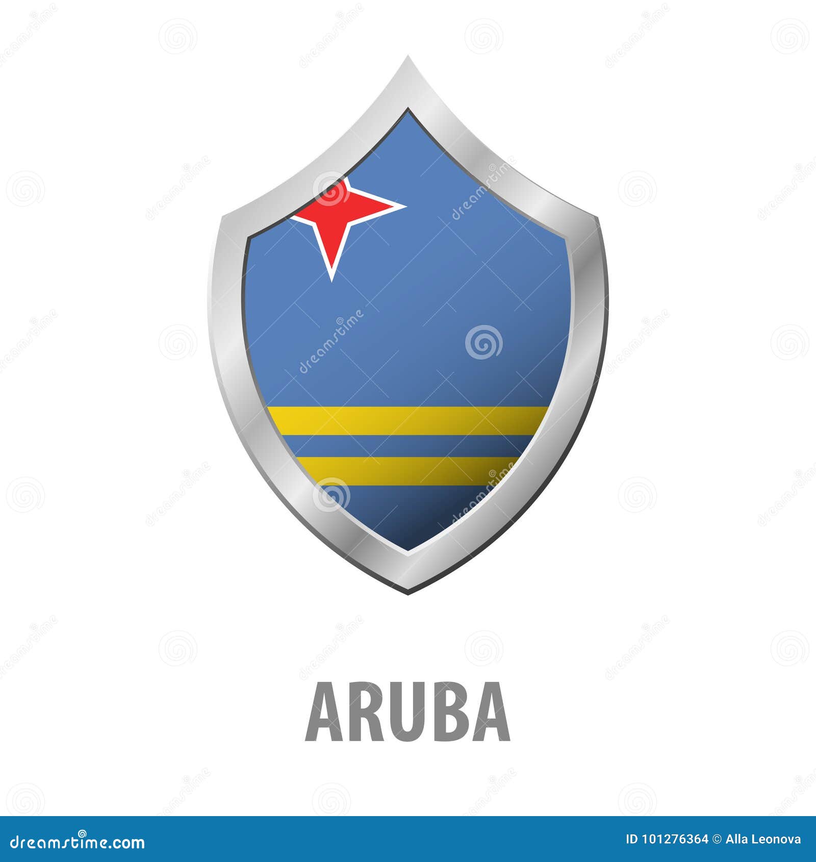 Aruba Flag on Metal Shiny Shield Illustration. Stock Illustration ...
