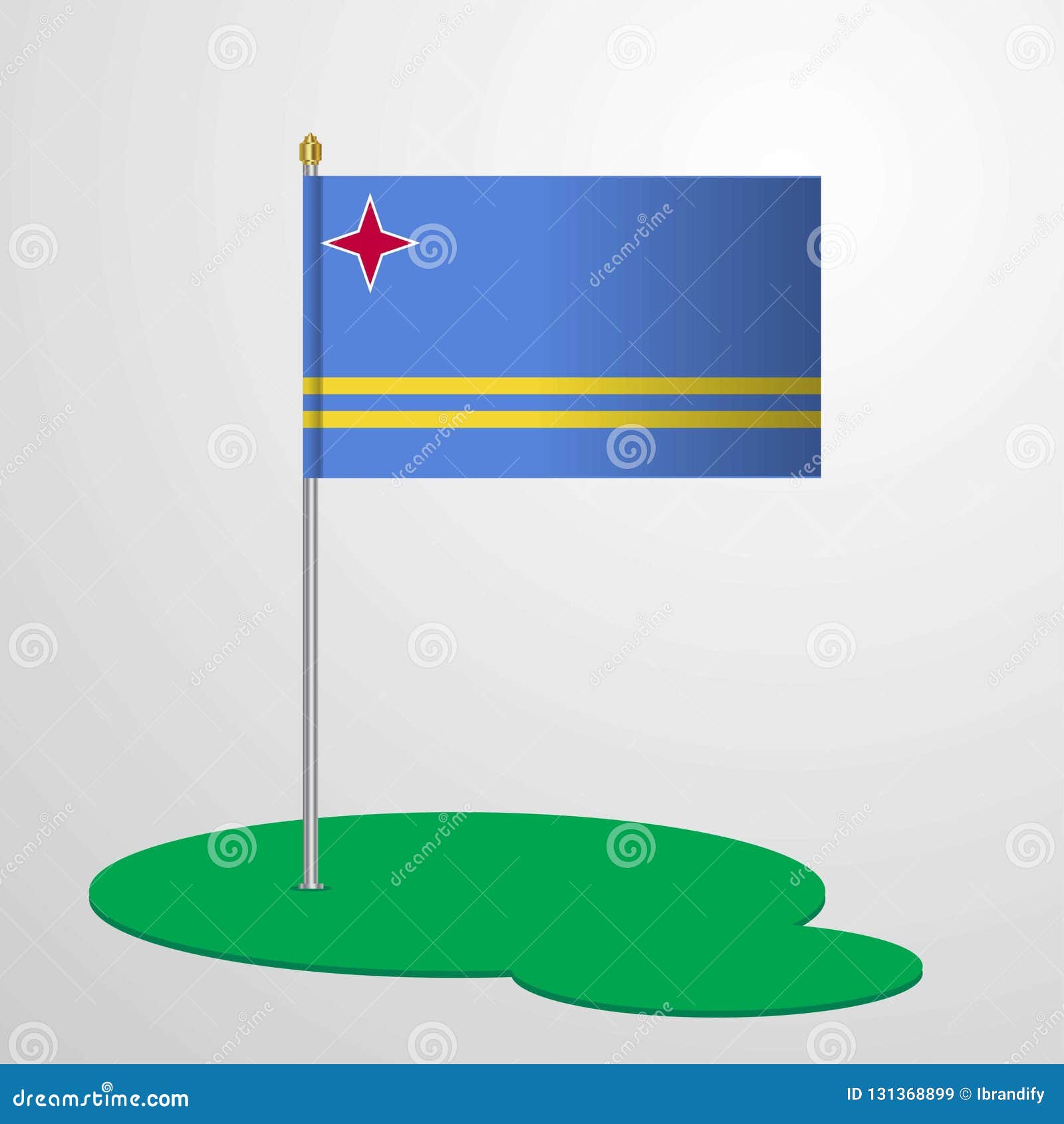 Aruba Flag Pole stock vector. Illustration of flag, blank - 131368899
