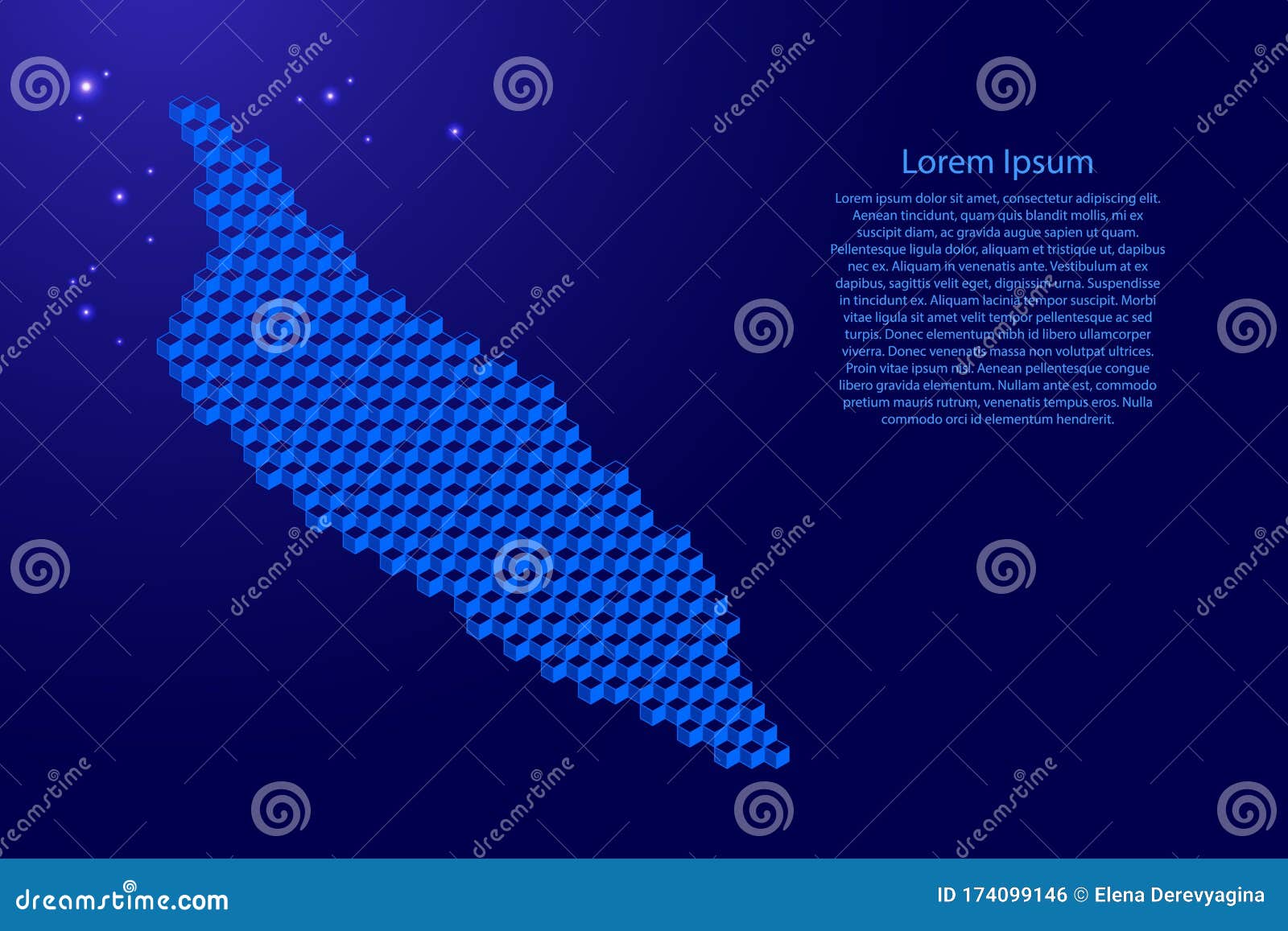 Aruba Map from 3D Blue Cubes Isometric Abstract Concept, Square Pattern ...