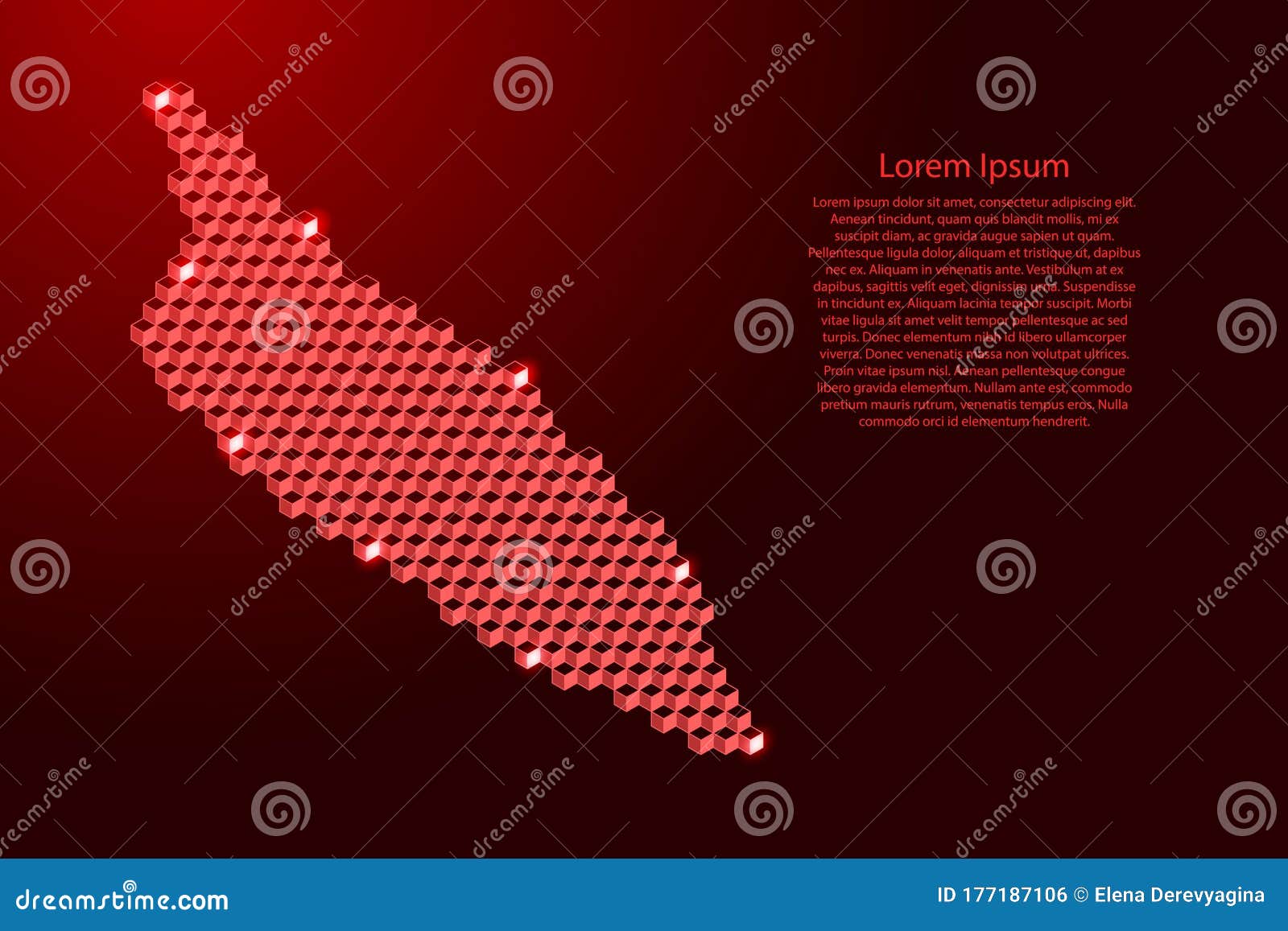 Aruba Map from 3D Red Cubes Isometric Abstract Concept, Square Pattern ...