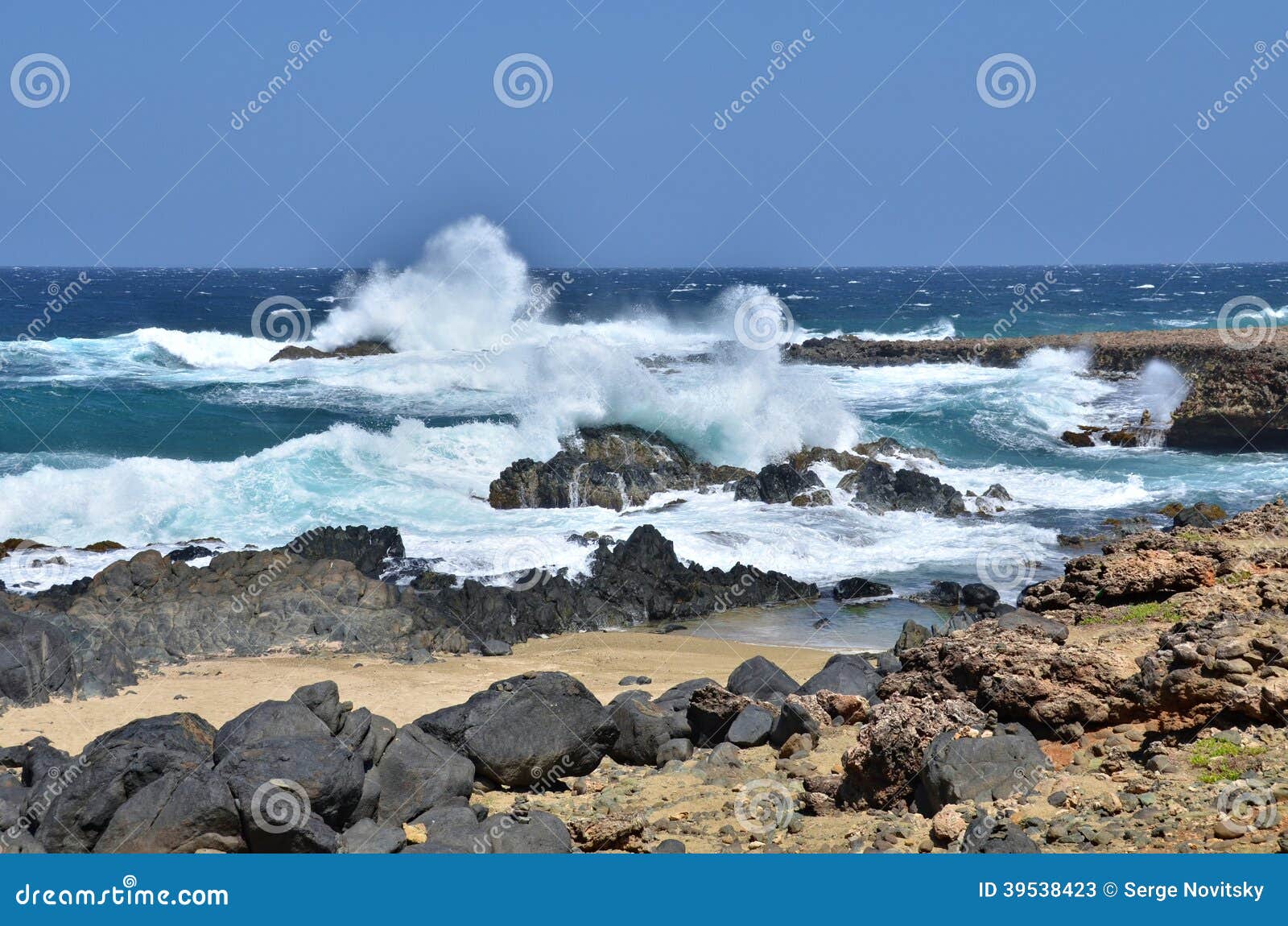 Aruba North Shore stock image. Image of cloudy, swell - 39538423