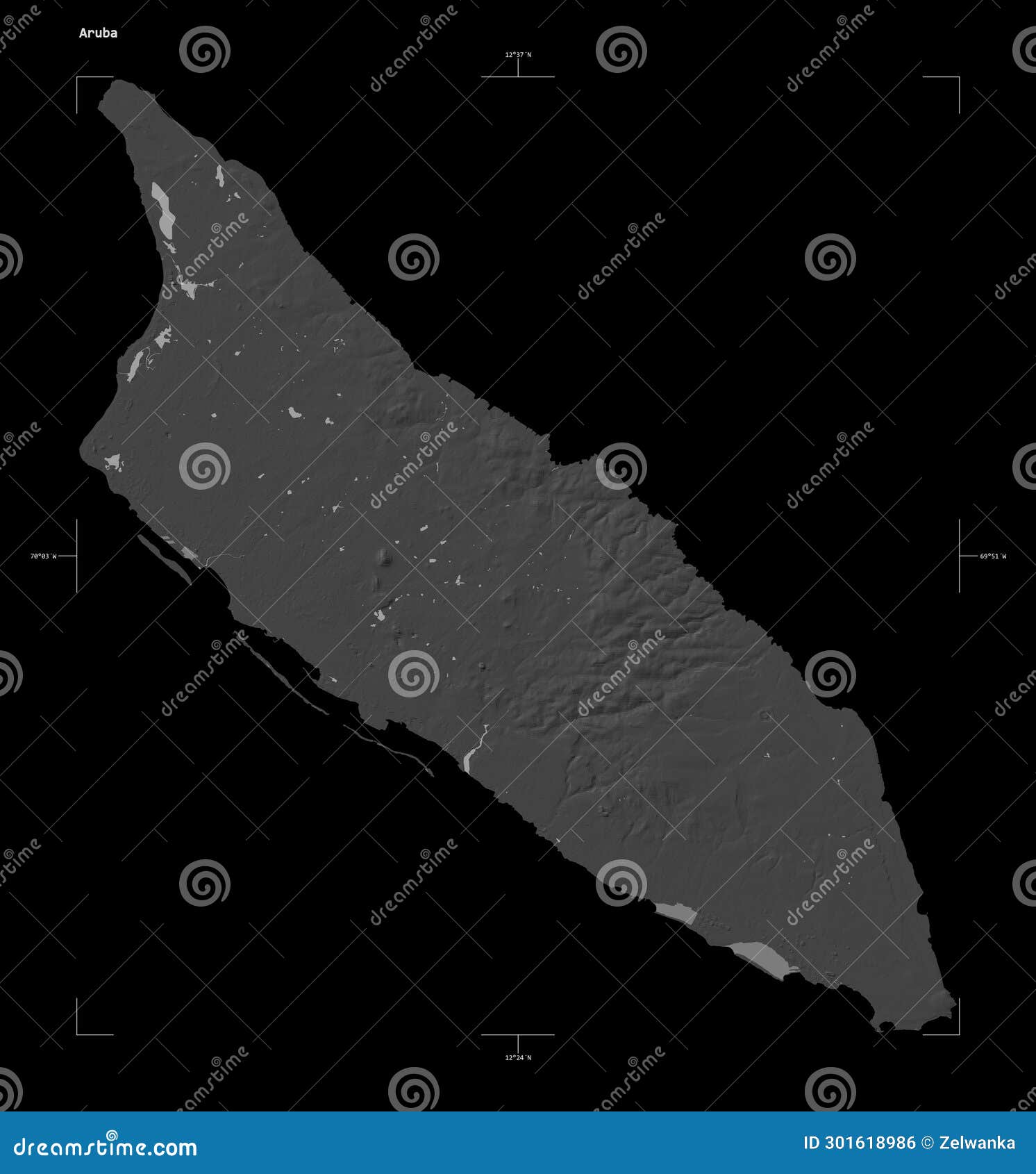 Aruba Shape on Black. Bilevel Stock Illustration - Illustration of ...