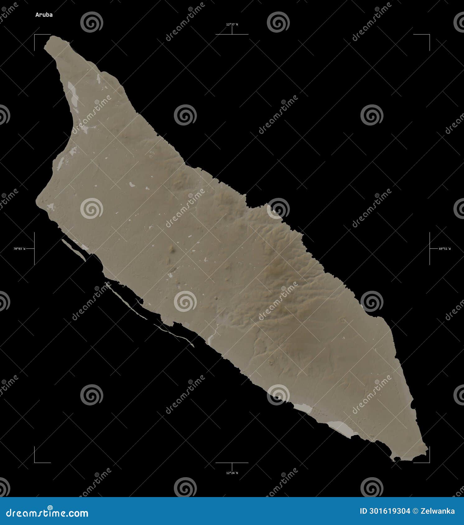 Aruba Map Of Black Contour Curves On White Background Of Stock ...