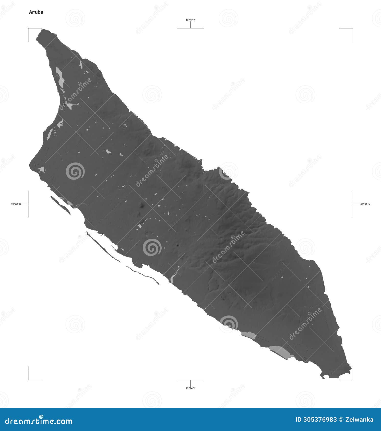 Aruba Shape on White. Grayscale Stock Illustration - Illustration of ...