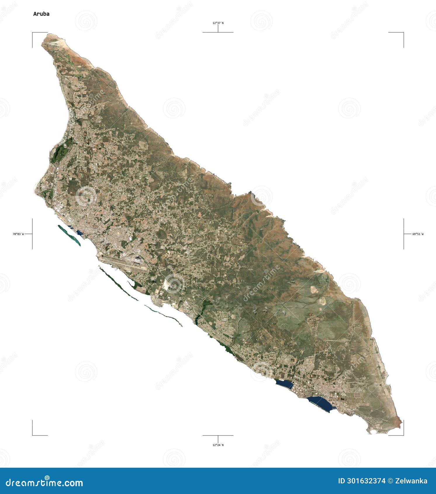 Aruba Shape on White. Low-res Satellite Stock Illustration ...