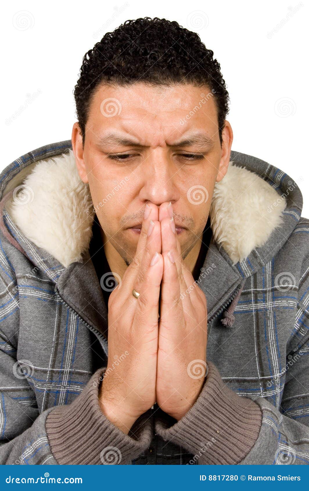Aruban Male is Thinking and Praying Stock Photo - Image of people ...