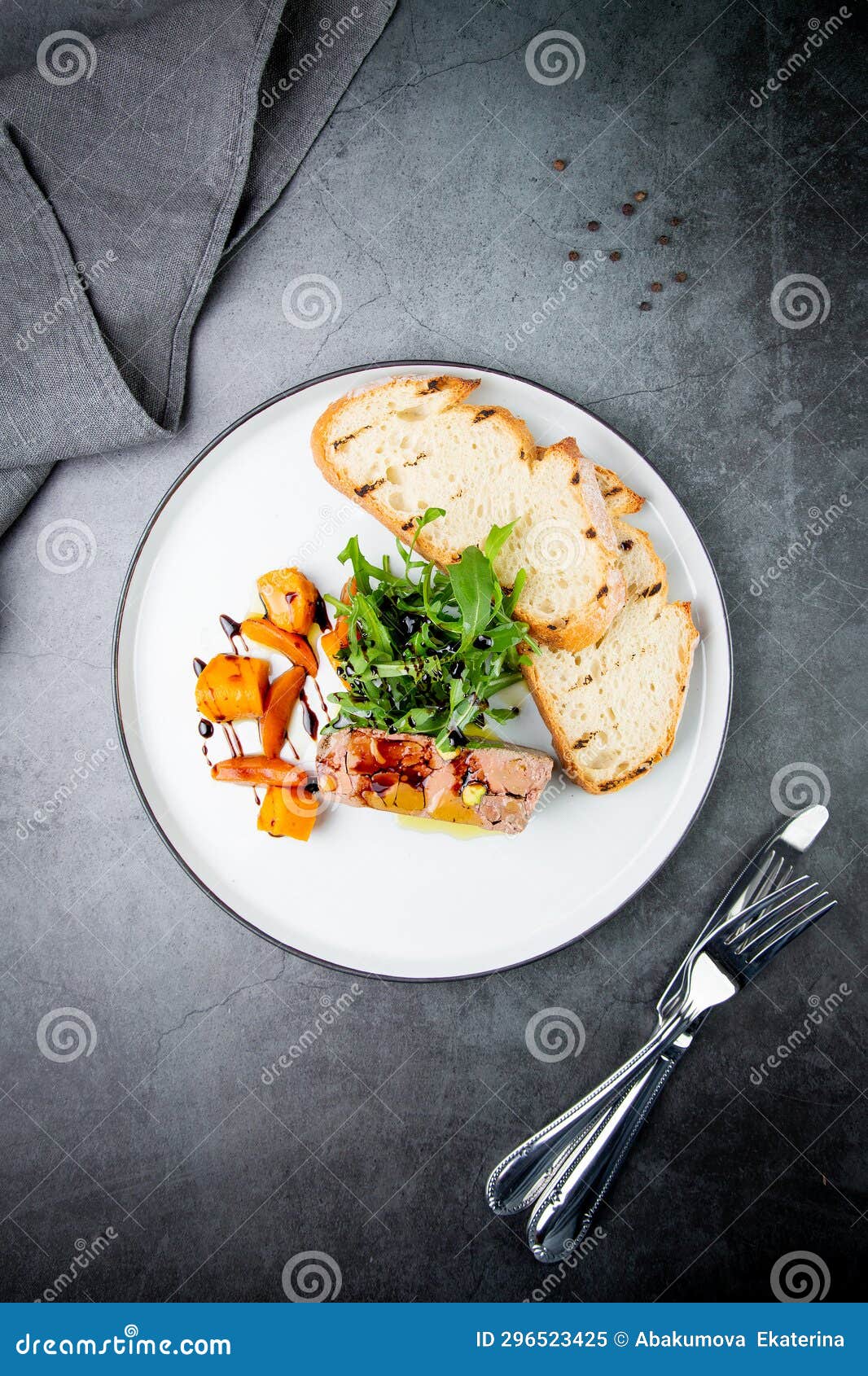 Arugula with Crusty Bread and Pate Sauce, Side View Stock Image - Image ...
