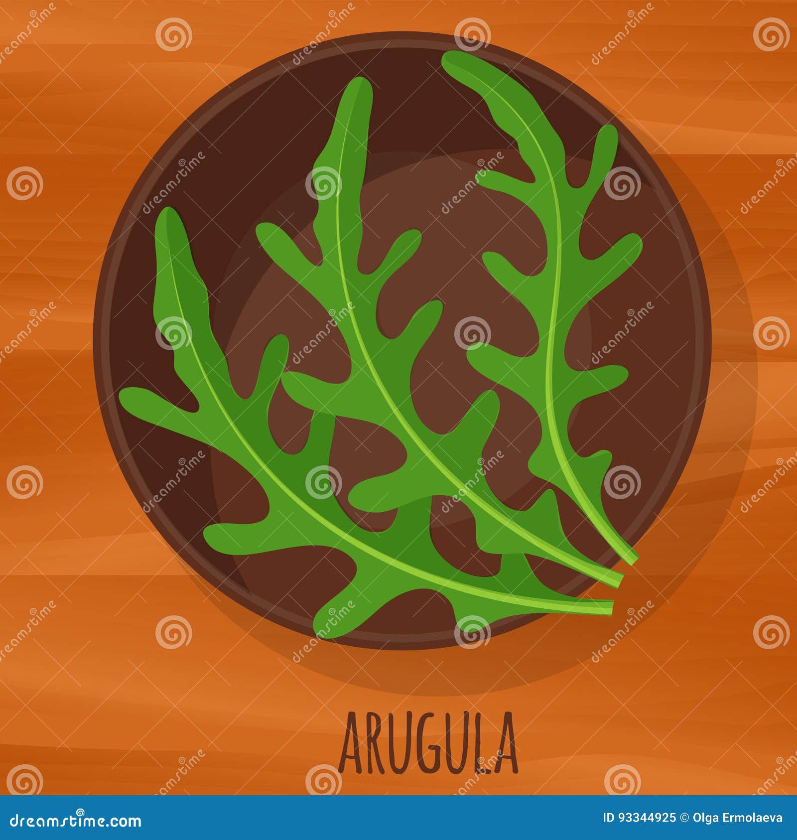 Arugula Flat Design Vector Icon. Stock Vector - Illustration of nature, nutrition: 93344925