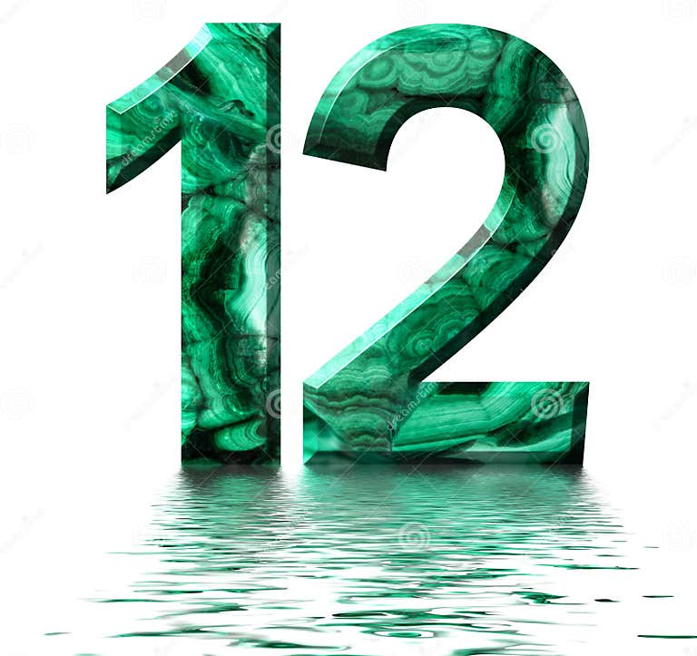 Arábigo Numeral 12 Doce De Malaquita Verde Natural Reflejado En La ... Arábigo Numeral 12 Doce De Malaquita Verde Natural Reflejado En La ...