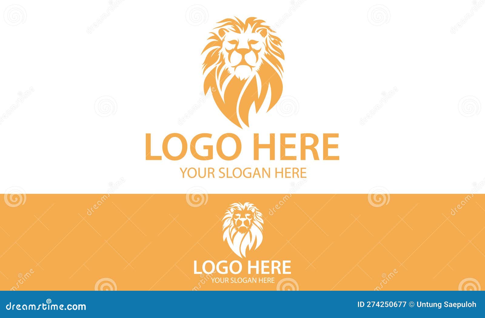 Orange Color Simple Lion Head Logo Design Stock Vector - Illustration ...