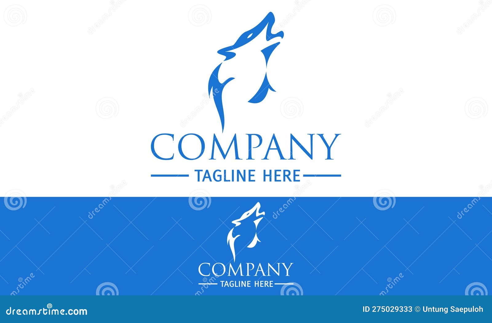 Blue Color Abstract Howling Wolf Logo Design Stock Vector ...