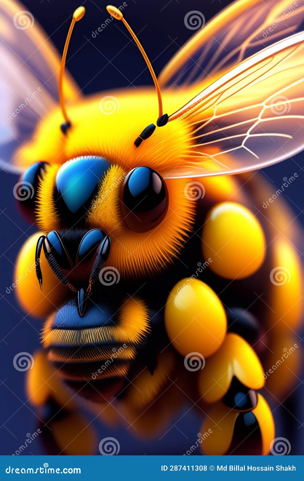 Close Up of a Bee - Ai Generated Image. Stock Illustration ...