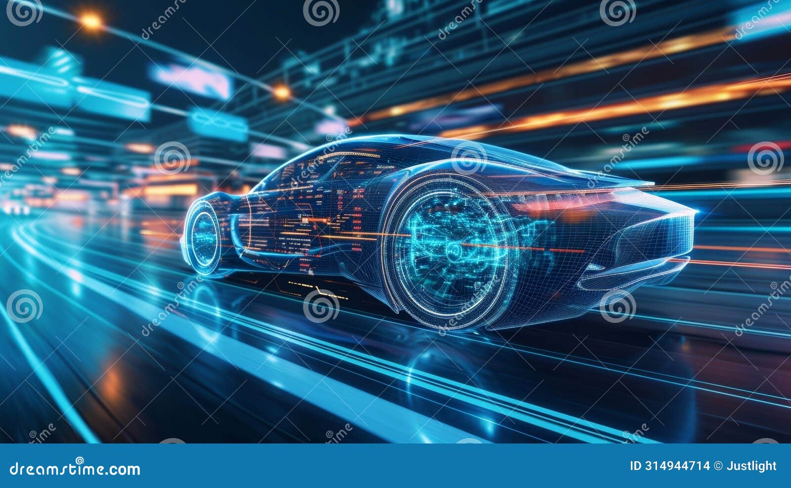As the Car Accelerates the Holographic Display Shows a Dynamic Graph of ...