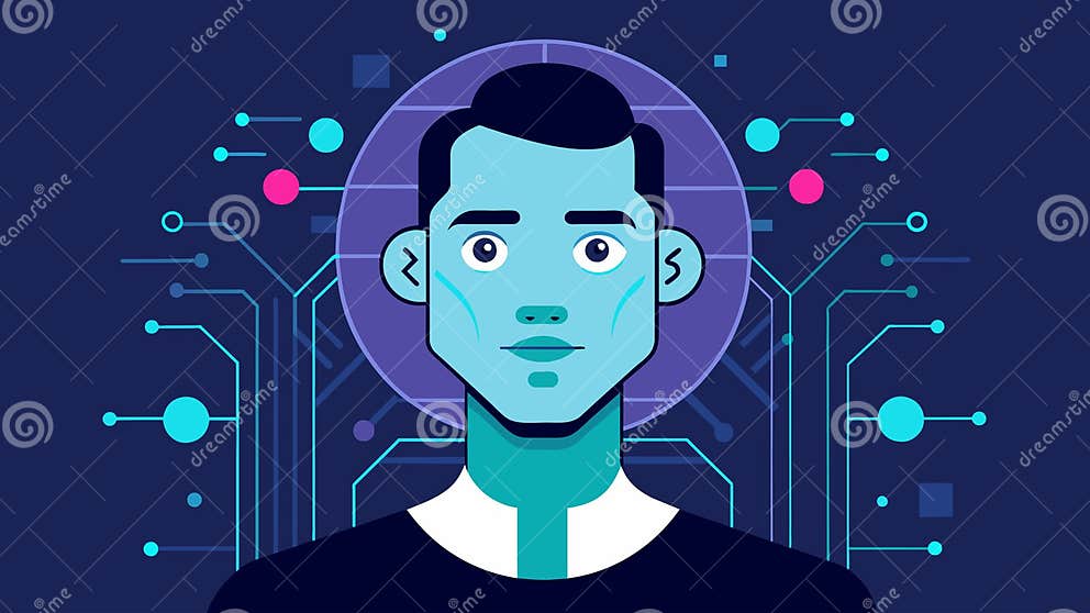 As Complex Algorithms Flicker Across Its Face the AI Avatar Processes ...