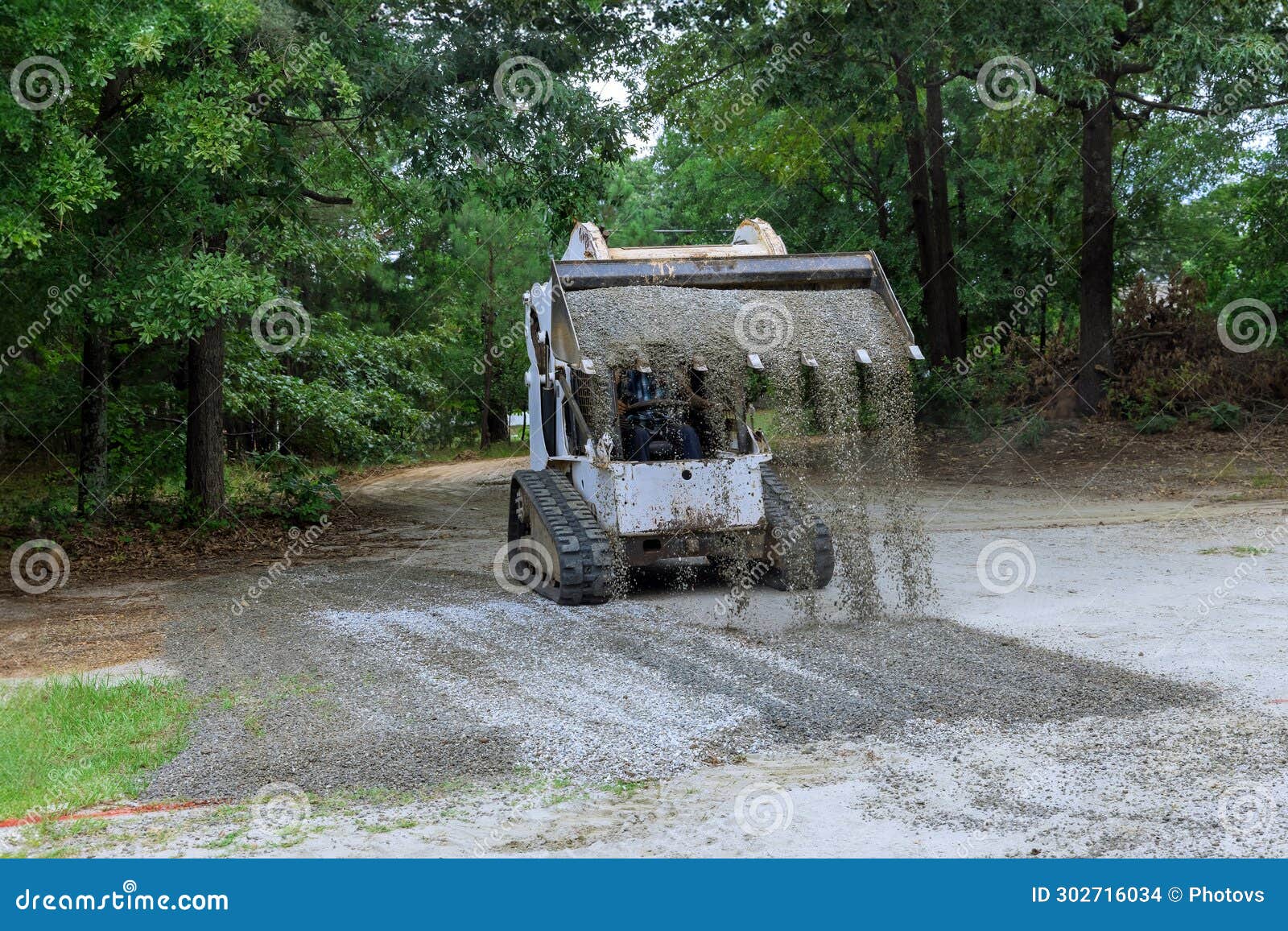 As a Construction Works with Bobcat Mini Loader, Crushed Stone Gravel ...