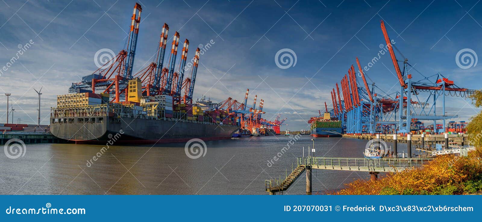 Aerial View on Container Terminal Hamburg Germany Europe. Editorial ...