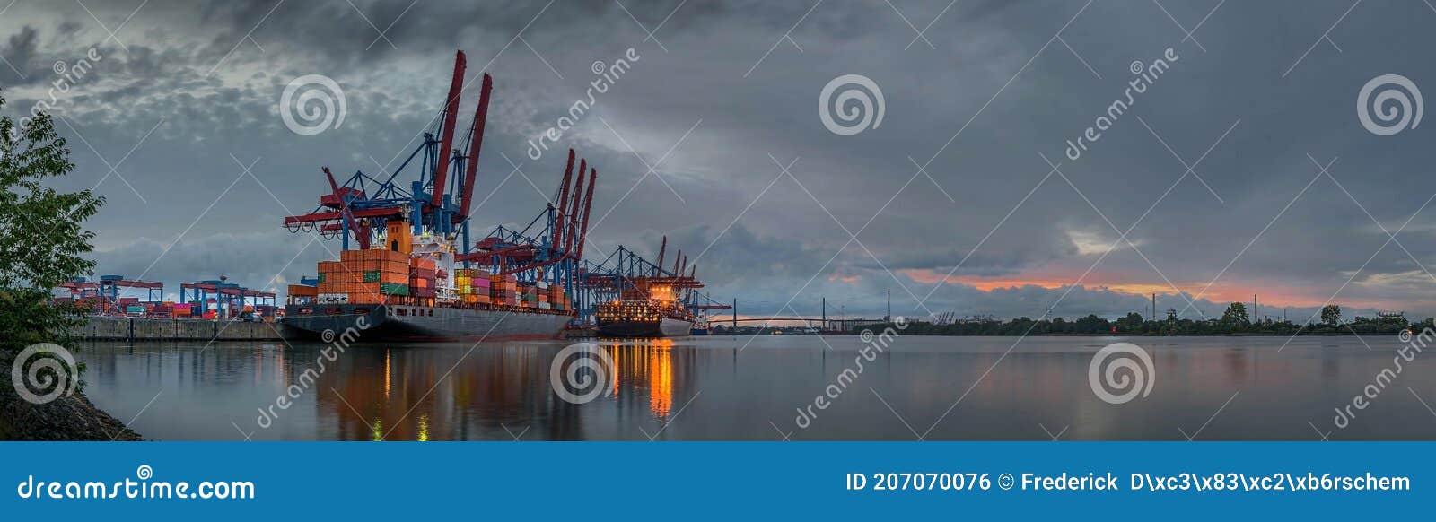 Aerial View on Container Terminal Hamburg Germany Europe. Stock Photo ...