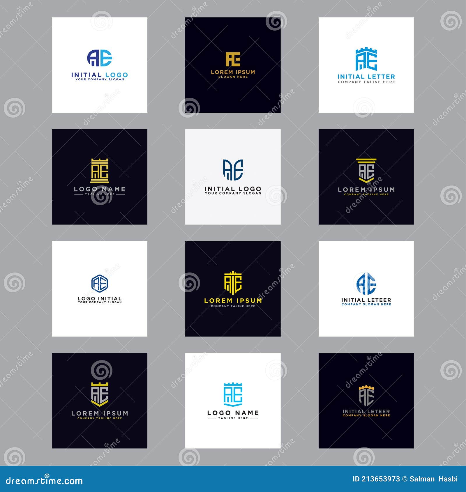 As Iniciais. Modelos Iniciais Do Pacote De Logotipos. Ilustração do ...