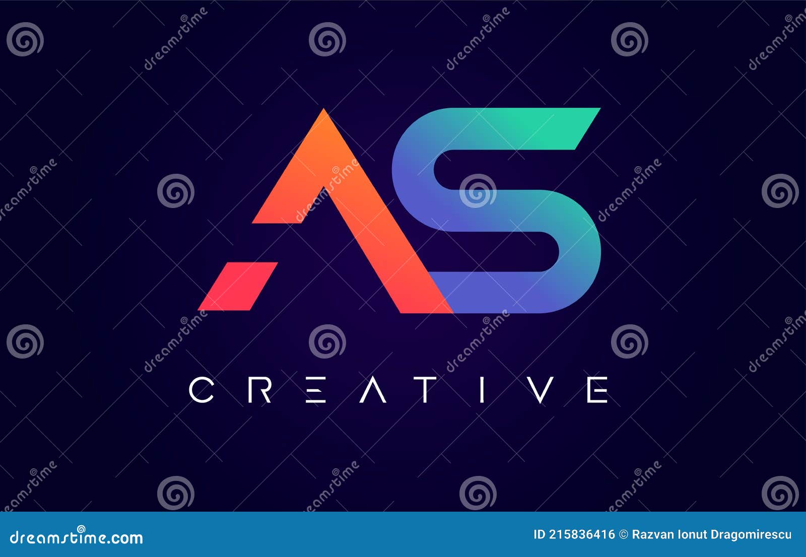 AS Logo Letter Design with Modern Creative Concept and Orange Blue ...