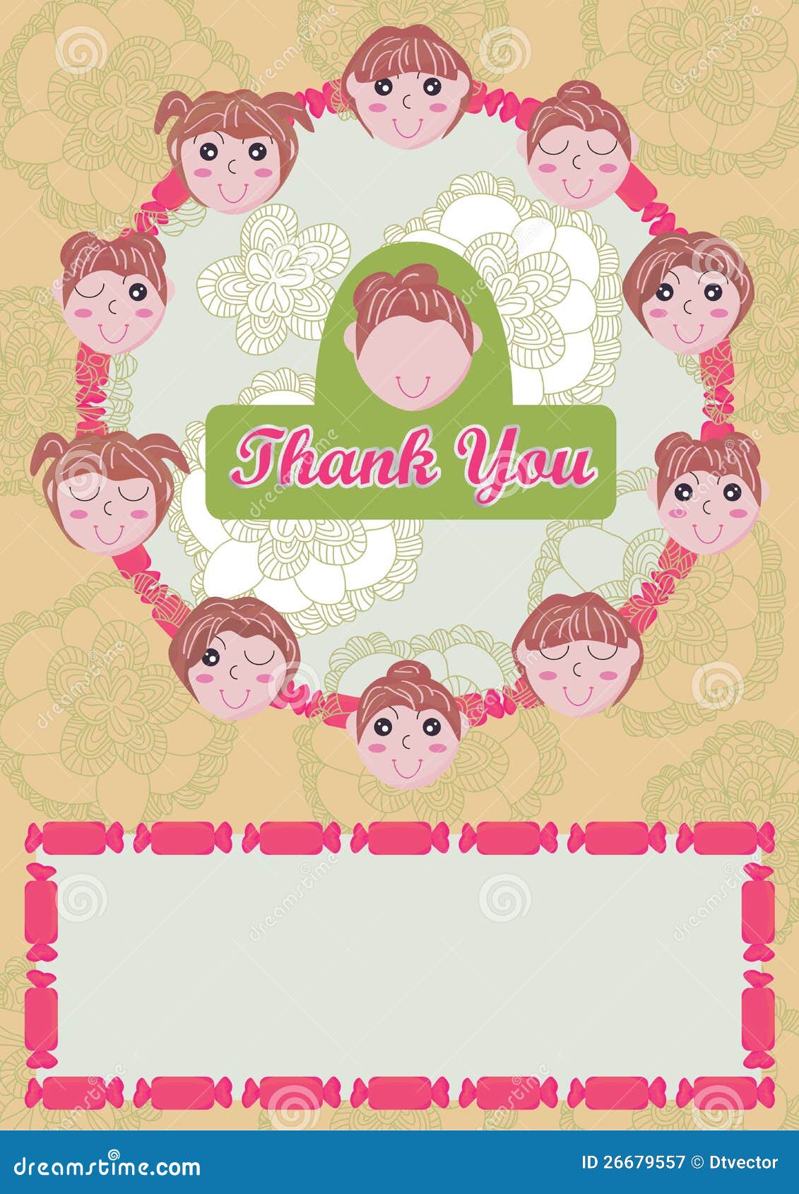 As Meninas Dizem Agradecem-lhe Card_eps Ilustração do Vetor ...