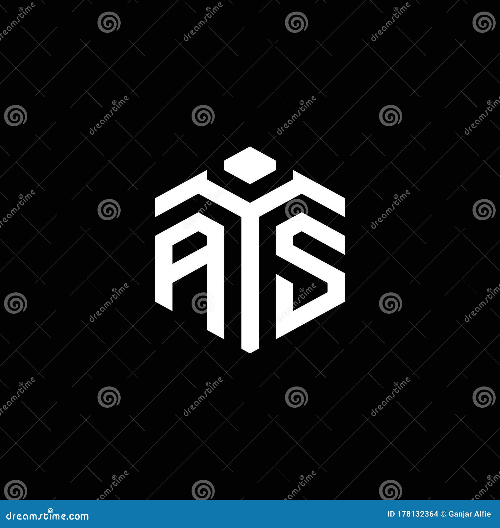 AS Monogram Logo with Abstract Hexagon Style Design Template Stock ...