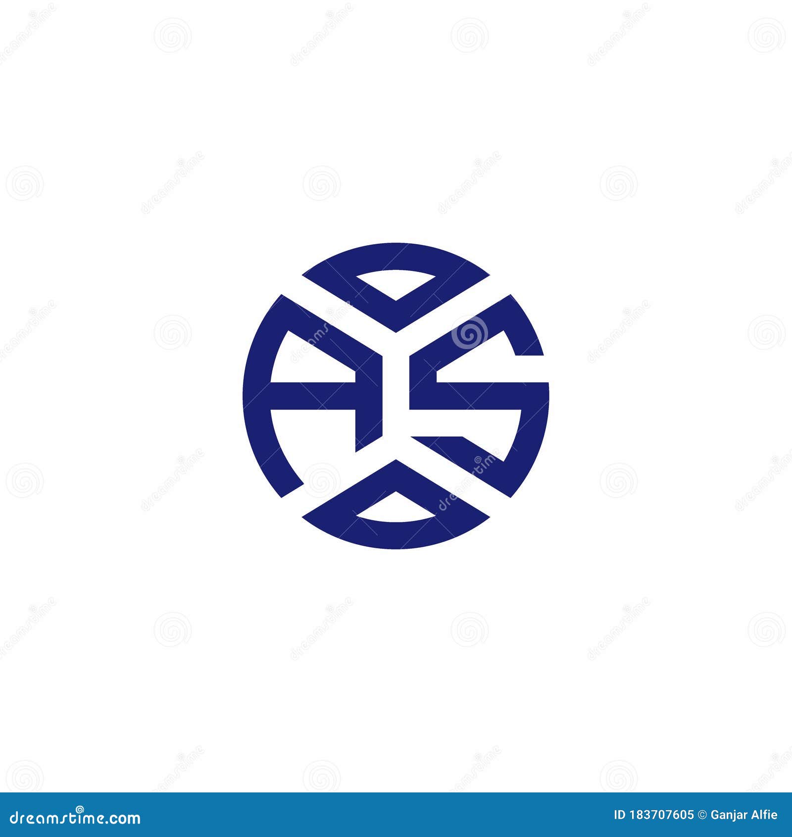 AS Monogram Logo with Abstract Shapes in Modern Style Stock Vector ...