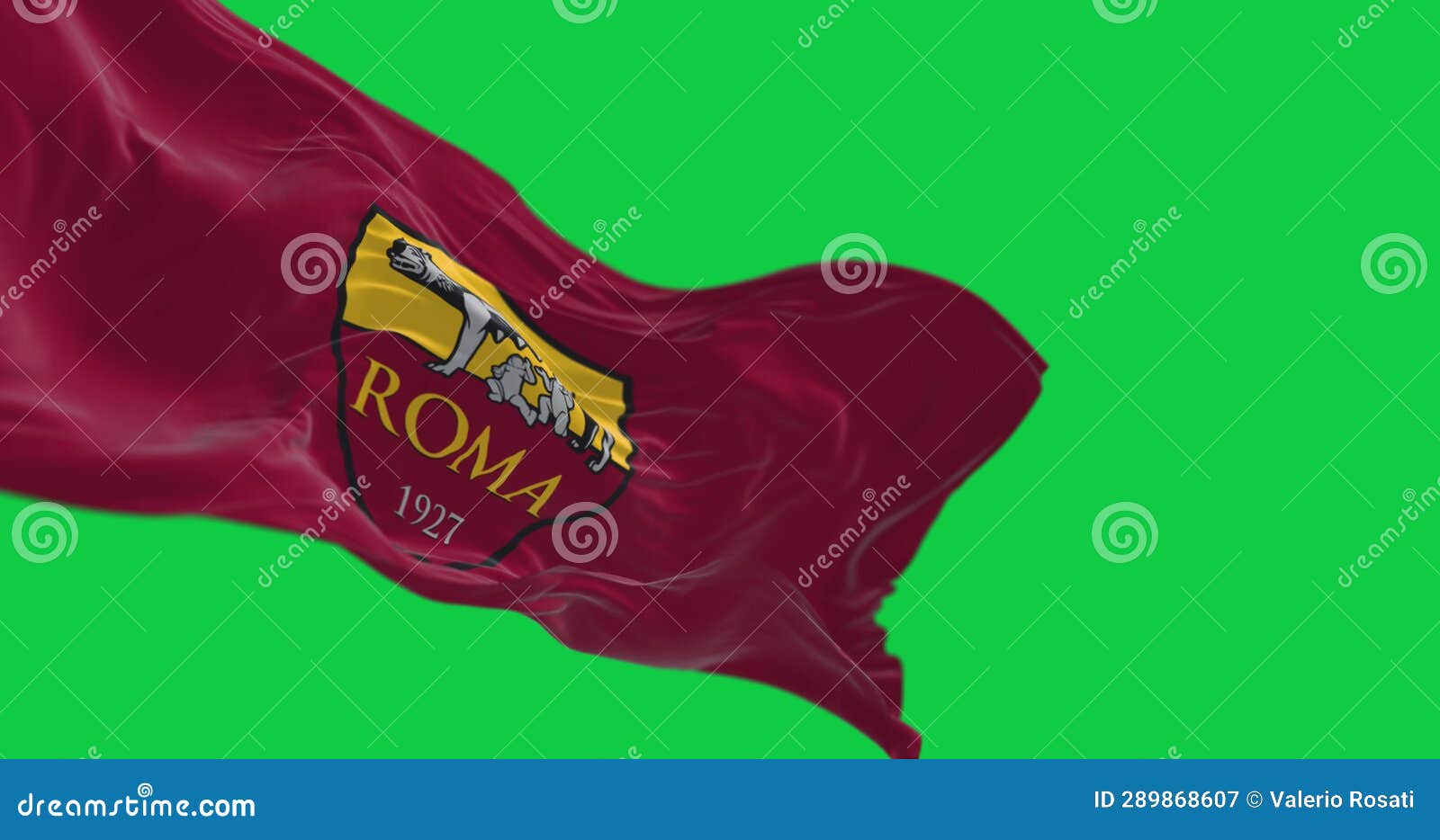 AS Roma Flag Waving Isolated on Green Background Stock Video - Video of ...
