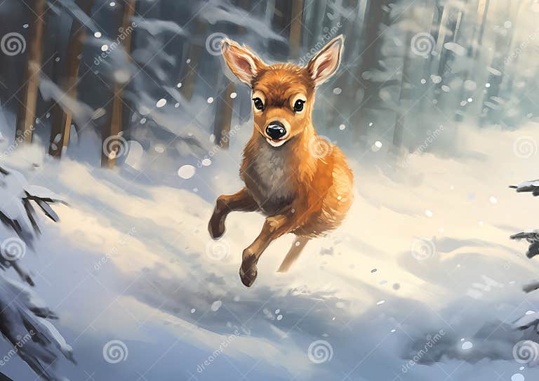 Enchanting Deer: a Digital Banner of a Snowy Forest Journey Stock ... Enchanting Deer: a Digital Banner of a Snowy Forest Journey Stock ...