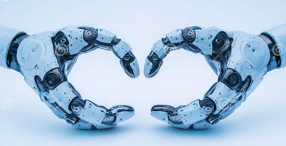 As Two Robotic Hands Form a Heart Shape, they Symbolize Unity and ...