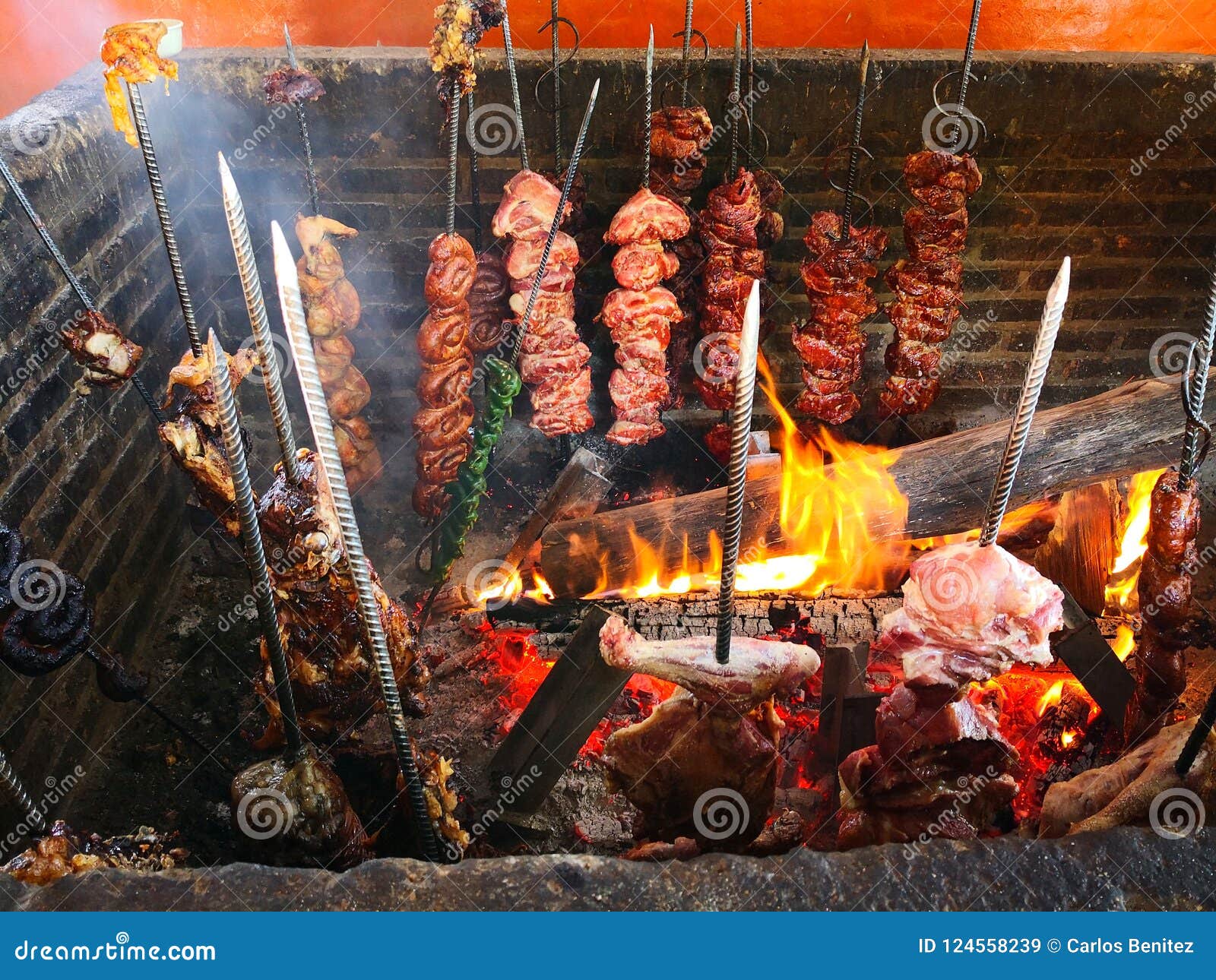 Asadero stock image. Image of carbon, meat, grilling - 124558239