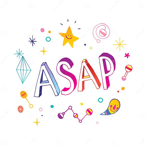 ASAP - as soon as possible stock vector. Illustration of text - 202147052