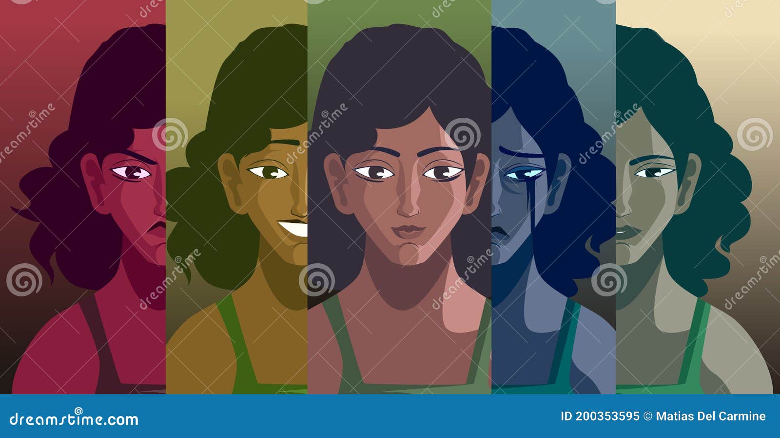 Dissociative Identity Disorder Women Heads Stock Vector - Illustration ...