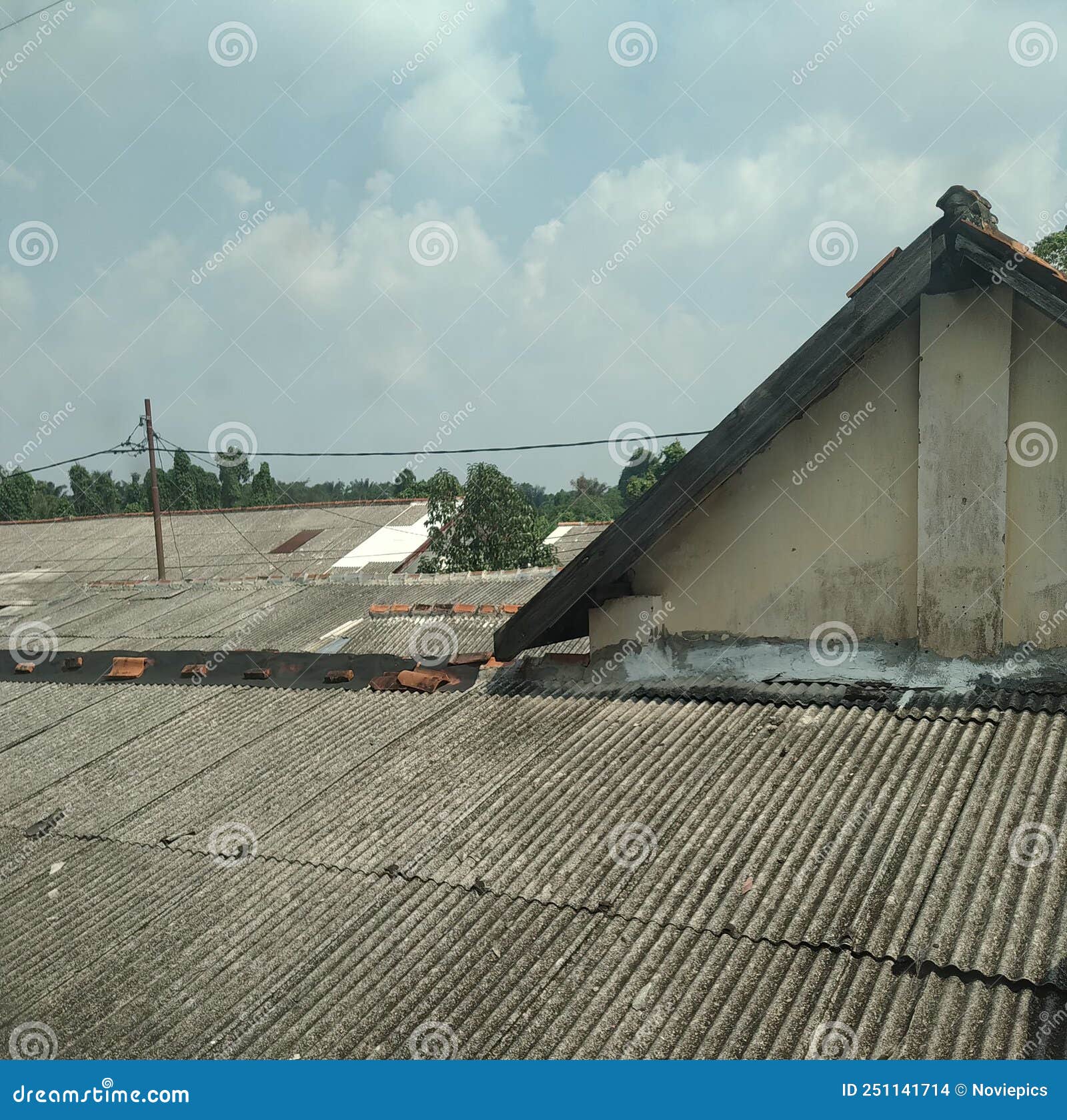 Asbestos cement house roof stock photo. Image of brown - 251141714